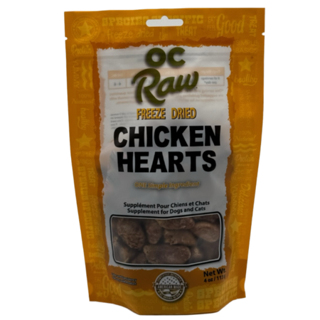 OC Raw Dog Treat FD Chicken Hearts 4 oz - Southeast Pet Online Ordering