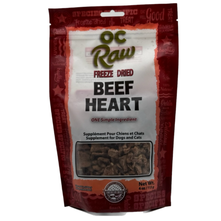 OC Raw Dog Treat FD Beef Hearts 4 oz - Southeast Pet Online Ordering