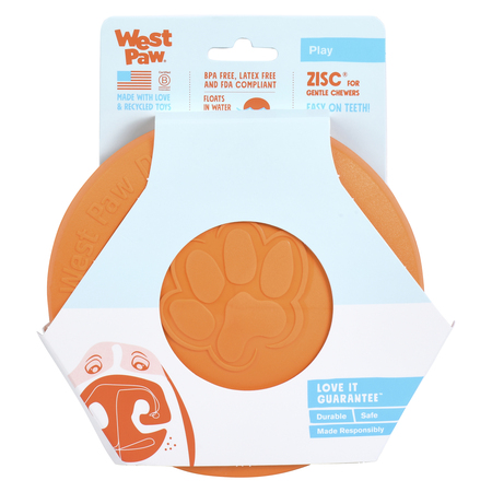 West Paw Dog Toy Zisc Orange Small 6.5" - Southeast Pet Online Ordering