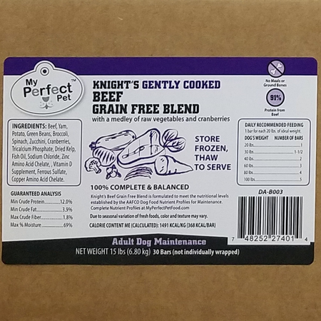 My Perfect Pet Dog Frozen Gently Cooked Beef GF 15# Box Knight's ...