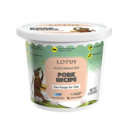 Lotus Cat Frozen Pork Vegetarian Fed 25 oz - Southeast Pet Online Ordering