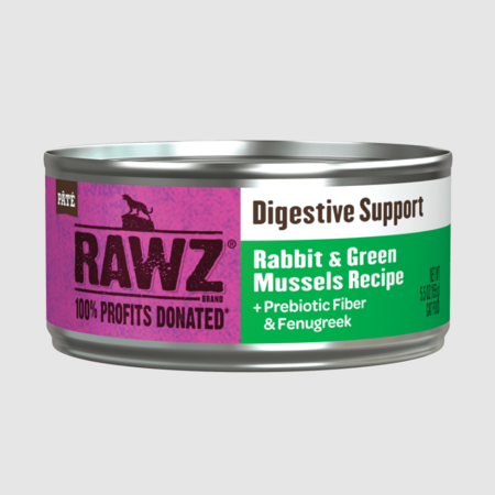 Rawz Cat Can GF Digestive Rabbit & Green Mussels 5.5 oz 24/Case ...