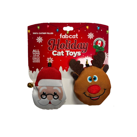 Fab Dog Cat Toy Holiday Santa Reindeer 2/Pack - Southeast Pet Online ...
