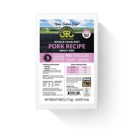 Raised Right Dog Frozen Pork Bulk Box 6# - Southeast Pet Online Ordering