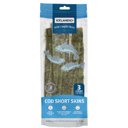 Icelandic+ Dog Treat Cod Skin Strips Short 8-10" Bag 3 pc - Southeast ...
