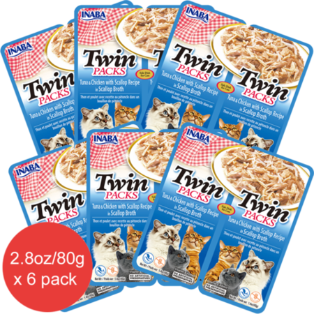 Inaba Cat Topper Twin Packs Tuna, Chicken & Scallop Broth 1.4 oz 6/Tray ...
