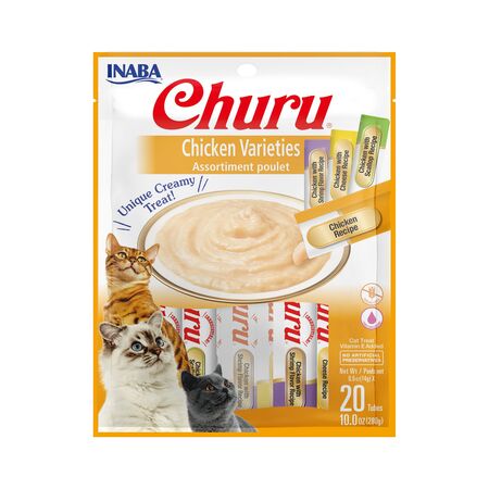 Inaba Cat Treat Churu Purees Chicken Variety Tubes 20/Bag - Southeast ...