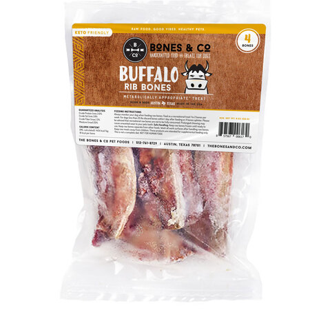 Bones & Co Dog Treat Frozen Bones Buffalo Rib 5" 4 Pack - Southeast Pet ...